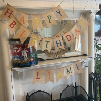 Happy Birthday Burlap Banner, Happy Birthday Bunting, Happy Birthday ...