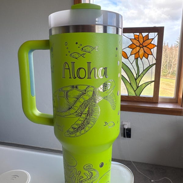 Ocean Scene Engraved Sea Turtle Tumbler, Sea Turtle and Octopus 40 Oz ...