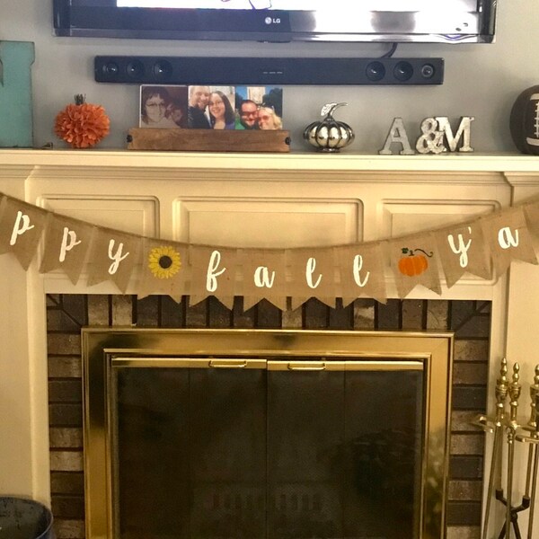 Happy Fall Y'all Burlap Banner, Happy Fall Yall Bunting, Happy Fall Y ...