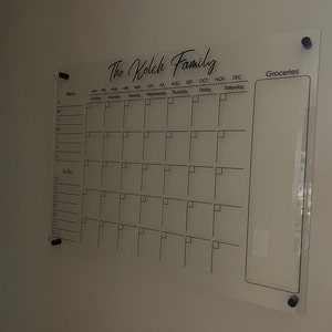 PERSONALIZED Acrylic Family Planner Dry Erase Calendar Chore Chart for ...