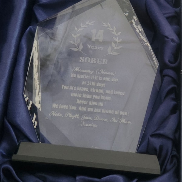 Personalized Crystal Award With Obsidian ,unique , Gift for Manager ...
