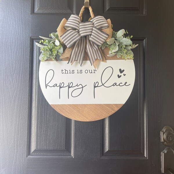 Front Door Decor, This is Our Happy Place, Front Door Wreath, Door ...