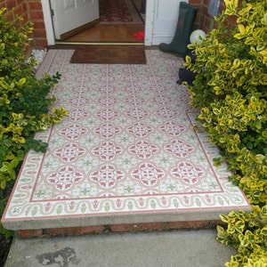 Vinyl Rug Runner With Vintage Tiles and Decorative Frame. Spanish Tiles ...