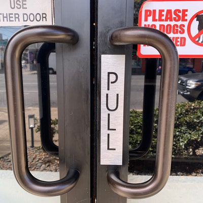 Set of 2 PUSH/PULL Door Signs. Push and Pull Metal Stickers. Push Pull ...