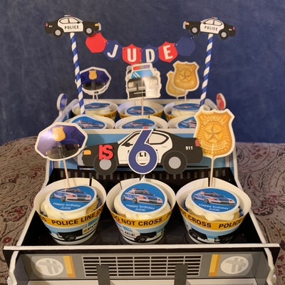 First Responder Cake Bunting Topper and Mini Age Fire Truck Cake Topper ...