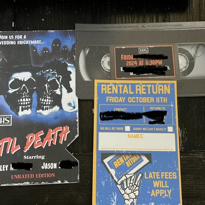 Personalised 80's Horror Movie VHS Tape Inspired Wedding Invite ...