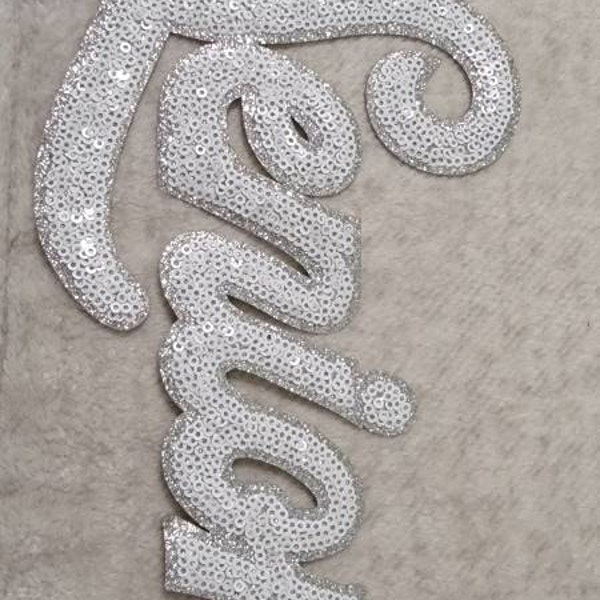 Cheer Chenille and SILVER Sequin BLING Megaphone Patch, Cheer Patch ...