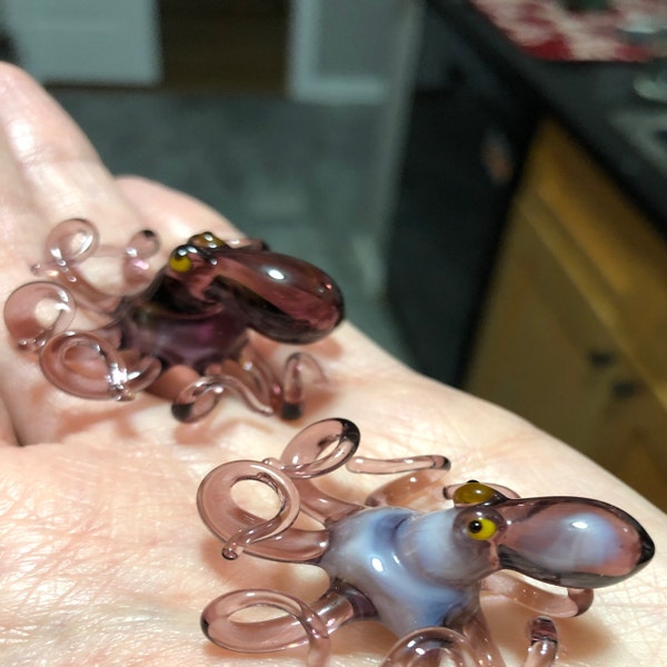 Small Glass Octopus Animal Figurines Miniature Octopus Little Glass ...