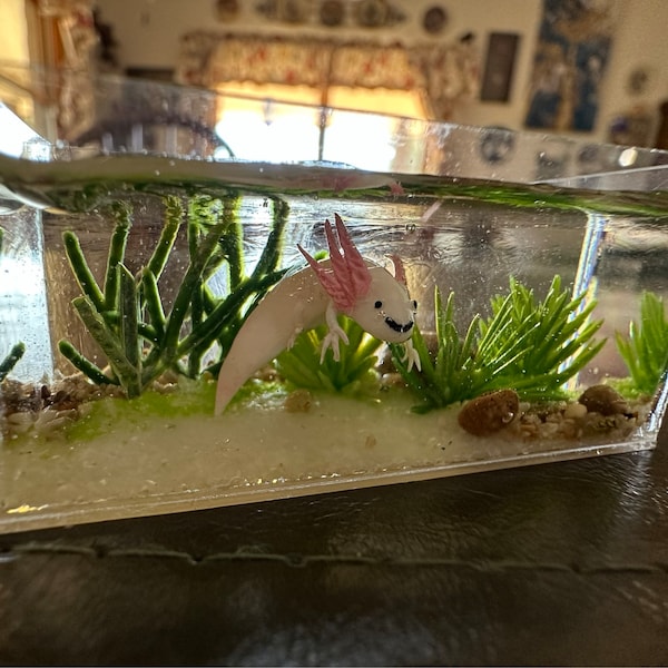 Miniature Clay Axolotl Smiling in the Tank - Etsy