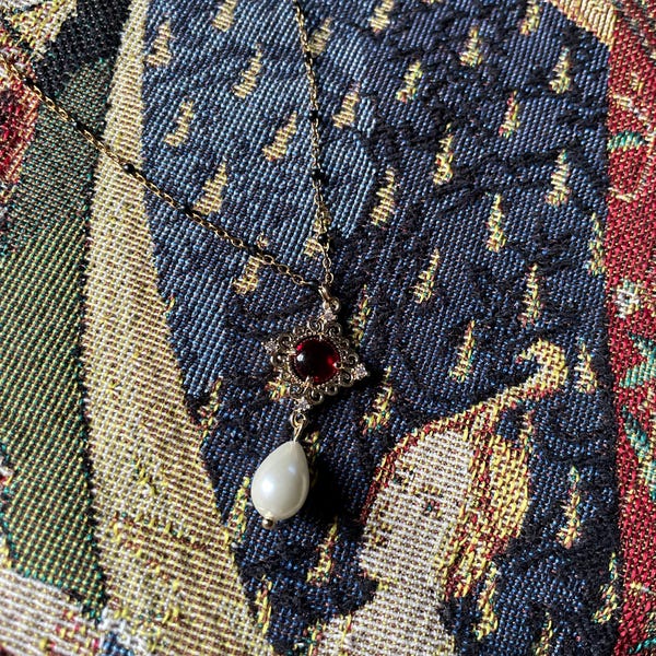 Medicis Red & Black Medieval Declaration Necklace, Tudor, Diamond ...