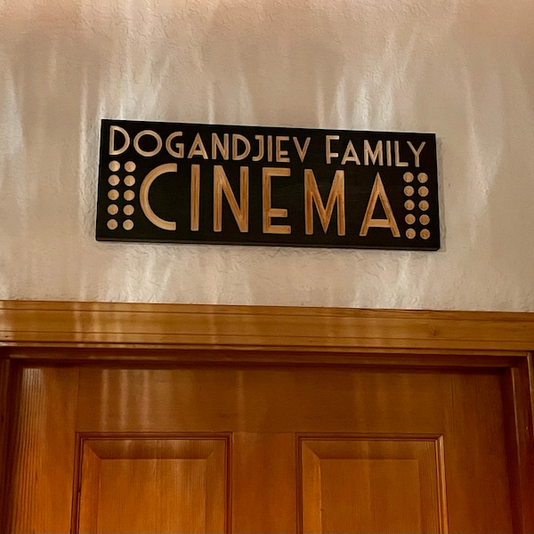 CUSTOM CINEMA Sign Routed Carved Engraved Painted Sign Shabby Chic ...