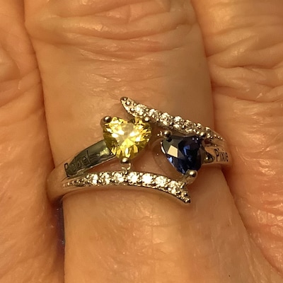 Personalized Custom 2 Birthstones Engagement Promise Ring for Her ...