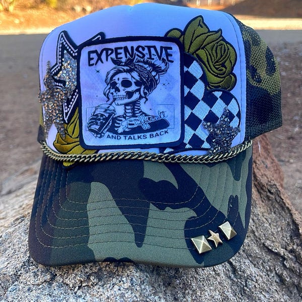 Edgy Trucker Hat Chenille Patch Western Iron on Coffee Lover Hat ...