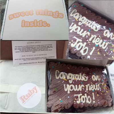 Mini Heart Brownie Slab / Postal Brownies / Letterbox Brownies / Love ...