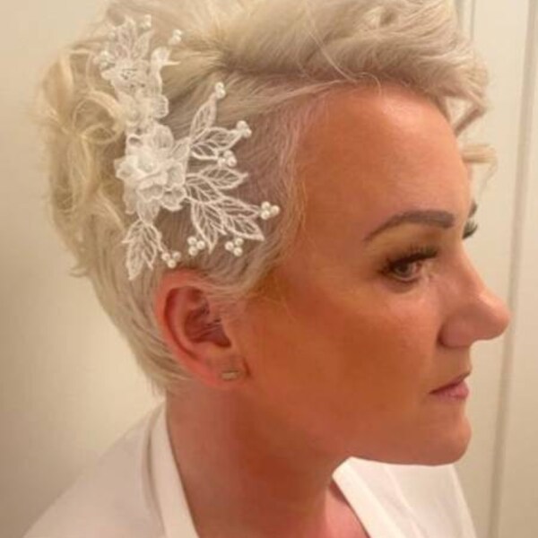 Ivory Lace and Pearls Bridal Hair Accessory - Etsy