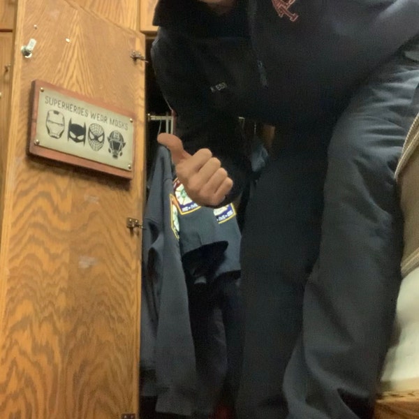 Fire Hose Sign With Super Hero Firefighter or Fireman. A Great ...