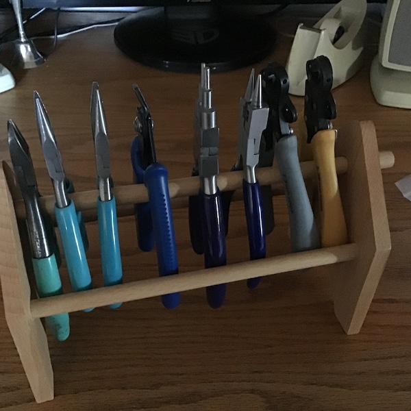 Wooden Rack for Pliers Cutters Storage Jewelry Making Bench Tool ...