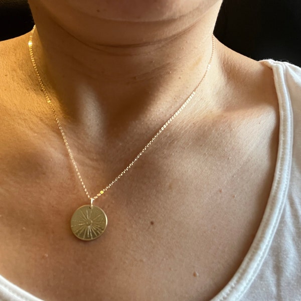 Large Sunbeam Necklace, Minimal Celestial Pendant, Sun Tarot Jewelry ...