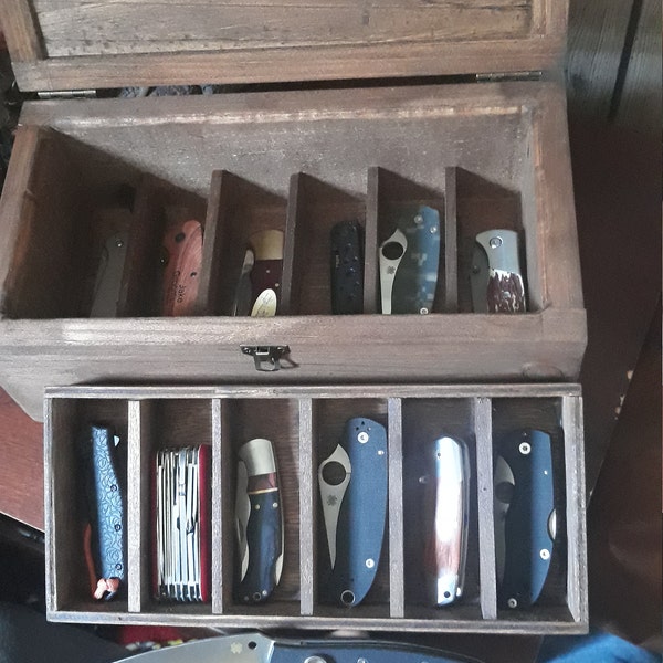 Pocket Knife Box With Removable Tray, Divided Knife Case, Gifts for Dad ...
