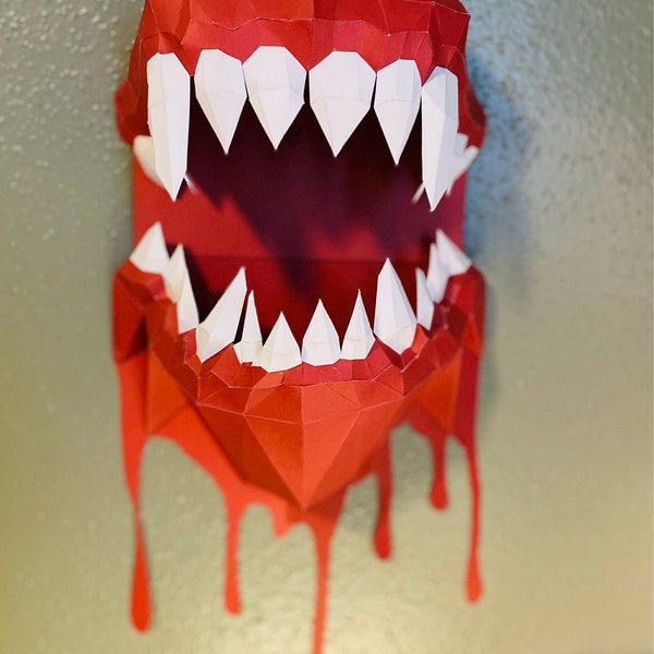 Papercraft 3d Halloween Vampire Teeth PDF Template, DIY Halloween ...