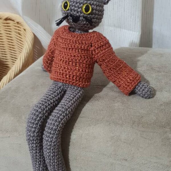 Customizable Crochet Guide: Margot the Cat (knit Sweater and Skeleton ...