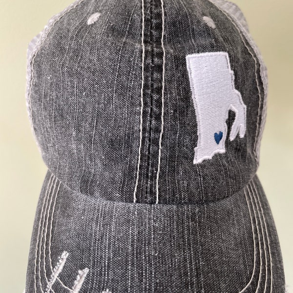 State Hat Distressed Women's Trucker Personalized State Embroidered Cap ...