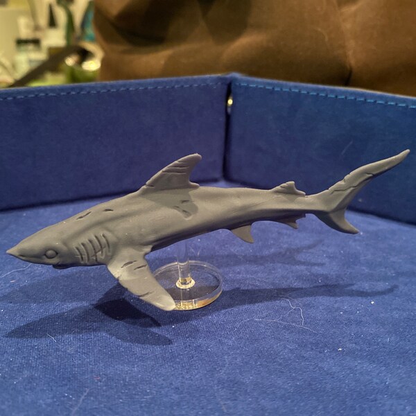 Scarred Battleworn Underwater Shark With Rod & Stand Mini Miniature 3D ...