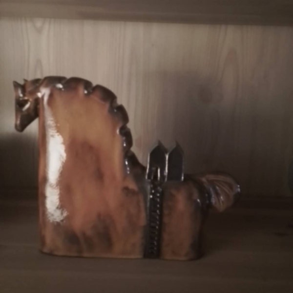 Ceramic Blue Bull Sculpture, Unique Handmade Gift, Minimalist Animal ...