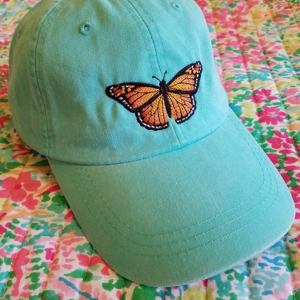 Monarch Butterfly Embroidered Hat, Baseball Cap, Sun Cap, Garden Cap ...