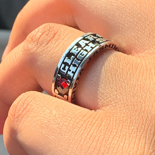 College Class Band Ring, Personalized School College Signet Ring ...
