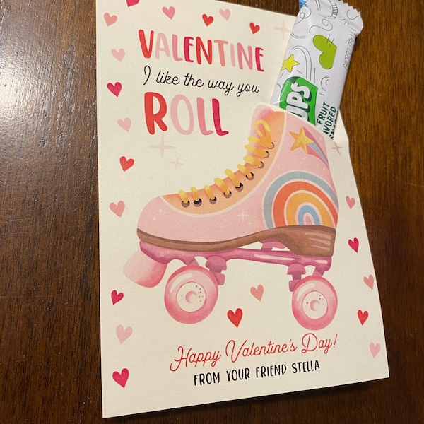 Editable Roller Skate Valentine Treat Valentines Day Card I Like the ...