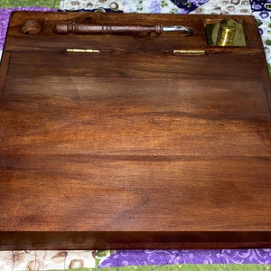 14-3/4 Wood Colonial Writing Desk With Accessories, Antique Vintage ...