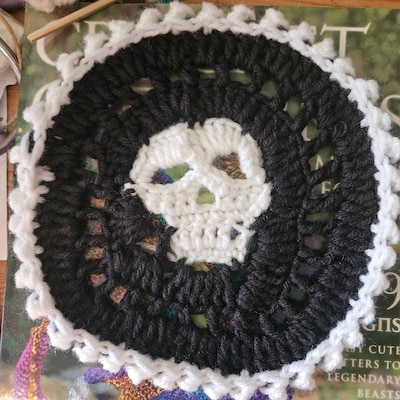 Crochet Pattern Mr Bones Skull Coaster Digital PDF - Etsy