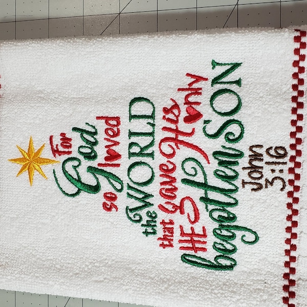 John 3:16 Word Art Christmas Tree Machine Embroidery Designs Winter for ...