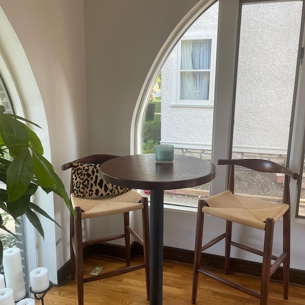 Black Walnut Round Bistro Bar Pub Style Kitchen Table Custom Handmade ...