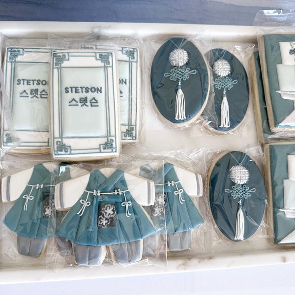 Modern Korean Dol Doljanchi Doljabi Hanbok Custom Cookie Set (boys ...