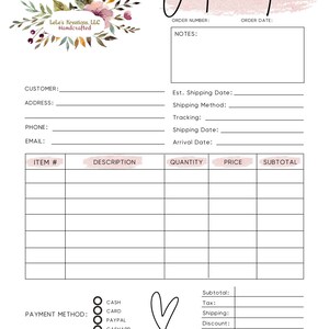 ROSY Rose Gold Order Form Template, Modern Printable Order Form ...