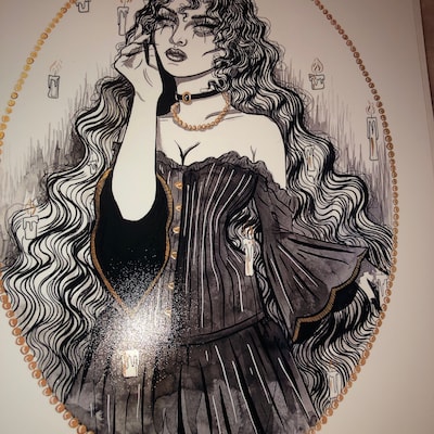 Lady in Red Inktober Art Print - Etsy