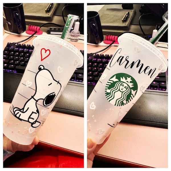 Snoopy Coffee Cup | Peanuts Coffee Cup| Personalized Cold Cup ...