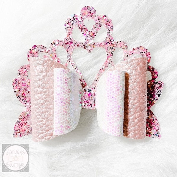 Princess Bow SVG, Crown Bow Template SVG, Tiara Hair Bow, Felt Bow PDF ...