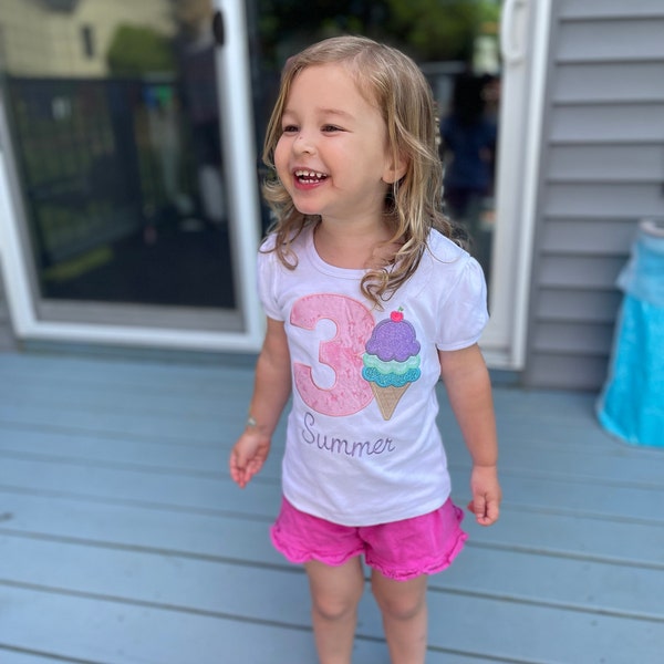 Ice Cream Birthday Shirt for Boys or Girls, Scoops of Fun Tee ...