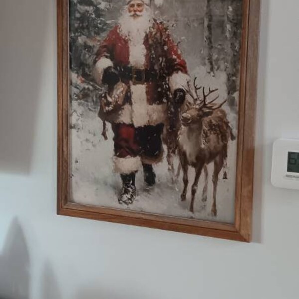 Moody Vintage Santa Wall Art Print | Rustic Oil Painting Style | Dark ...