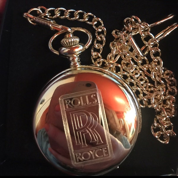 Rolls Royce Gold Pocket Watch Custom Free Engraving Wooden Gift and ...