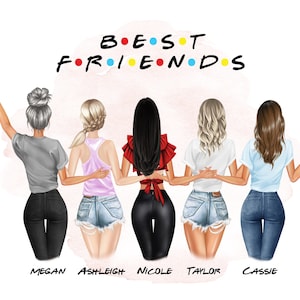 5 Best Friends Gift Five Best Friends Print 5 Friends Poster | Etsy