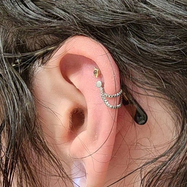 NEW BEATTI Draping Chain Collection Double Chain Theadless End Labret ...