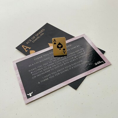 Ace of Spades Golden Playing Card Gold Soft Enamel Pin, Bee Deck Poker ...