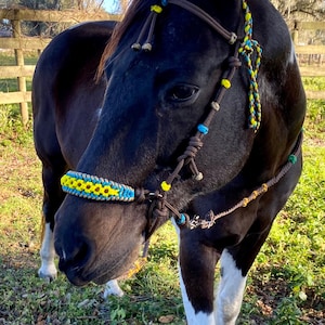 SUNFLOWER Knotted Soft Indian Hackamore Bitless Bridle Sunflower ...
