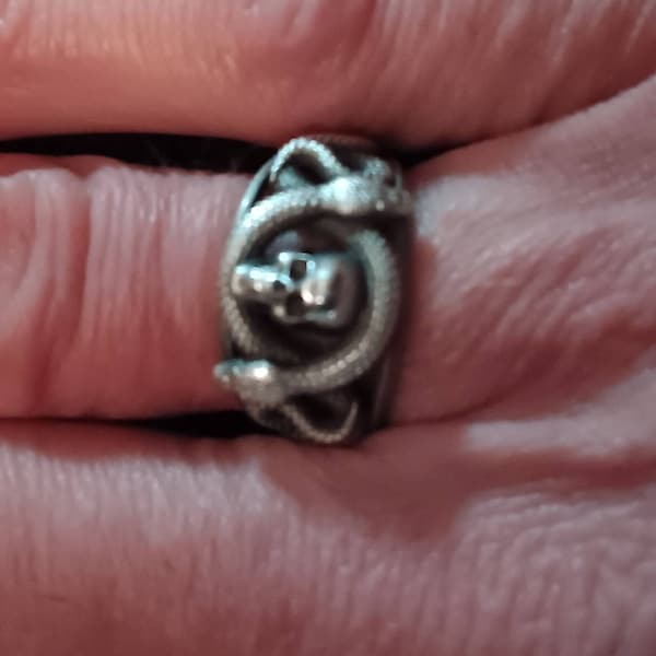 Double Headed Snake Skull Ring, 925 Sterling Silver, Gothic Unisex ...