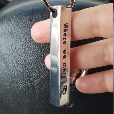 Custom Keyring GPS Coordinates Keychain Personalised - Etsy