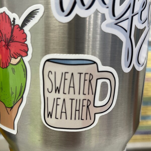 Sweater Weather Sticker, Fall Sticker, Coffee Sticker, Rae Dunn Mug ...
